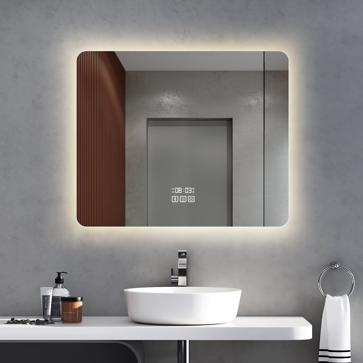 Smart LED Light Up Mirror with Demister, Bluetooth, Dimmable Control ...